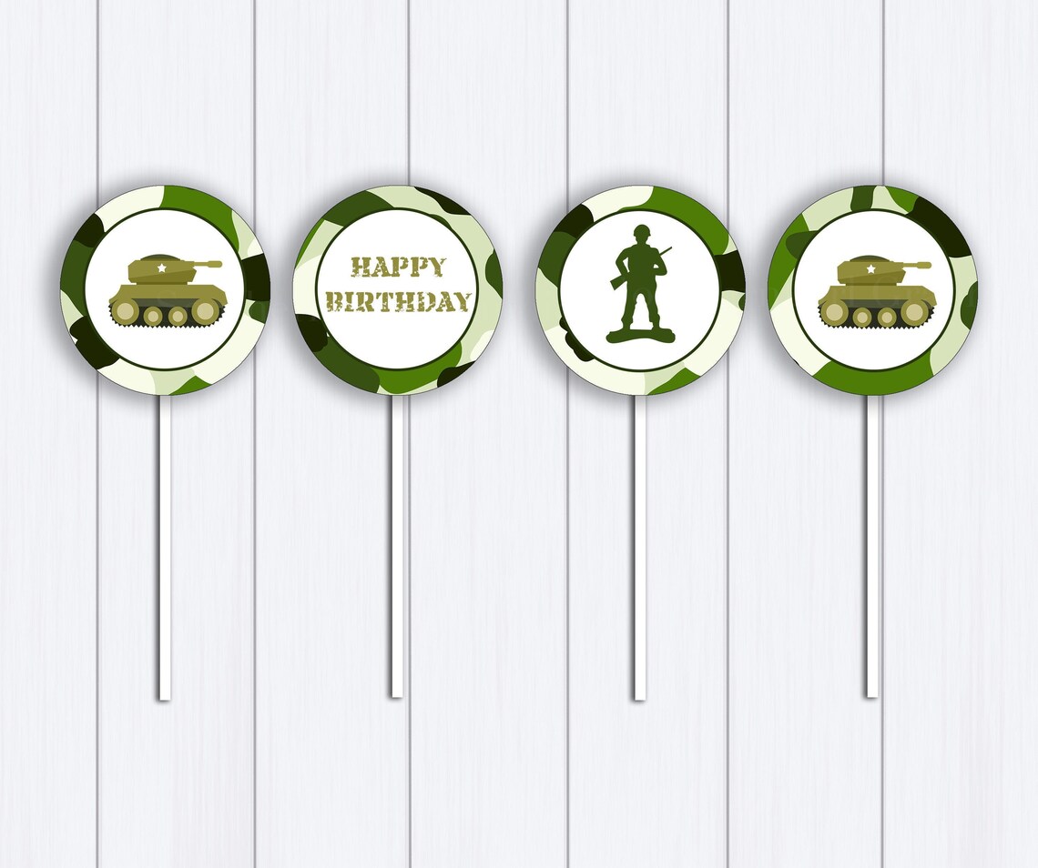 Army Cupcake Toppers: camo CUPCAKE Topper - Etsy