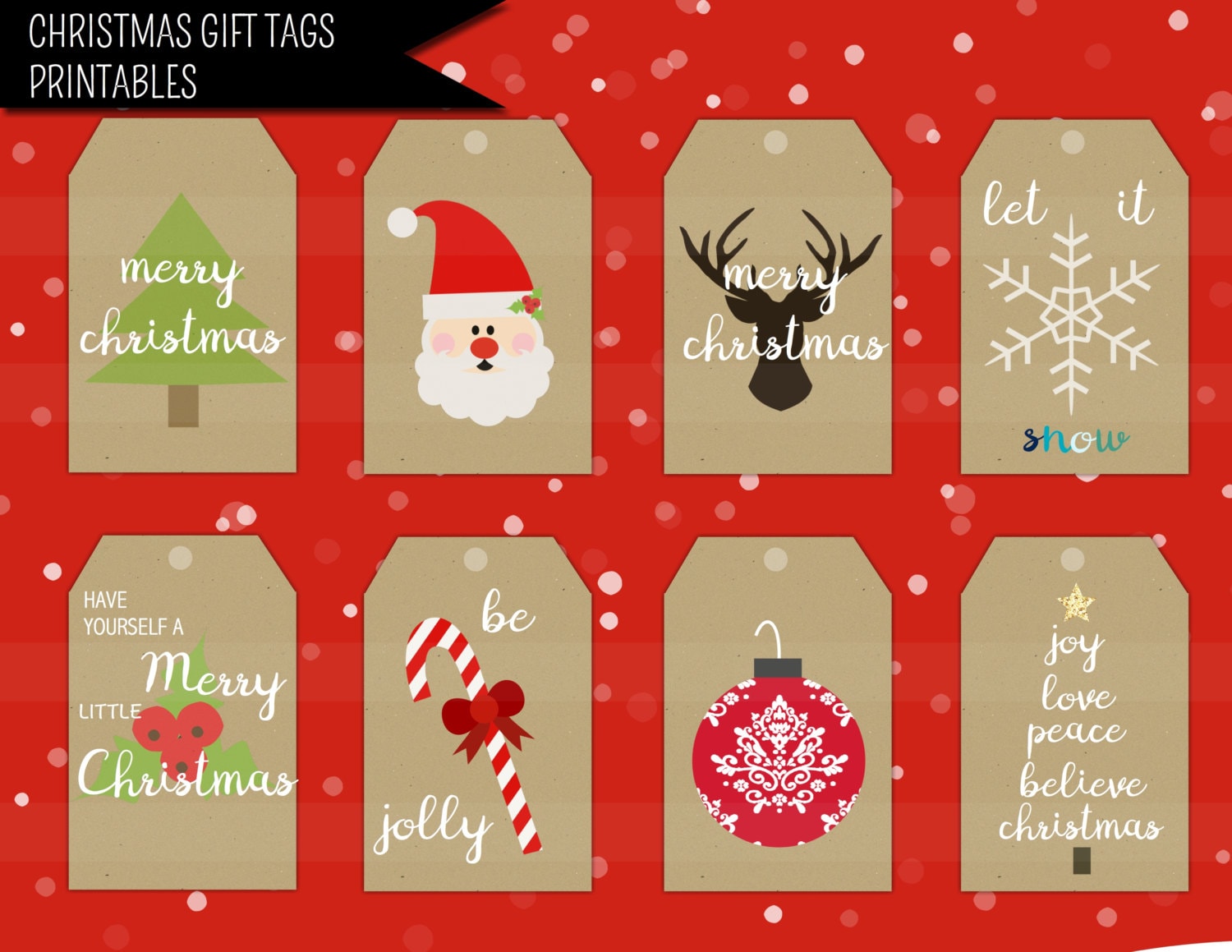 Christmas Gift Tag Printable: "christmas Tag" With Craft Paper, Rustic ...