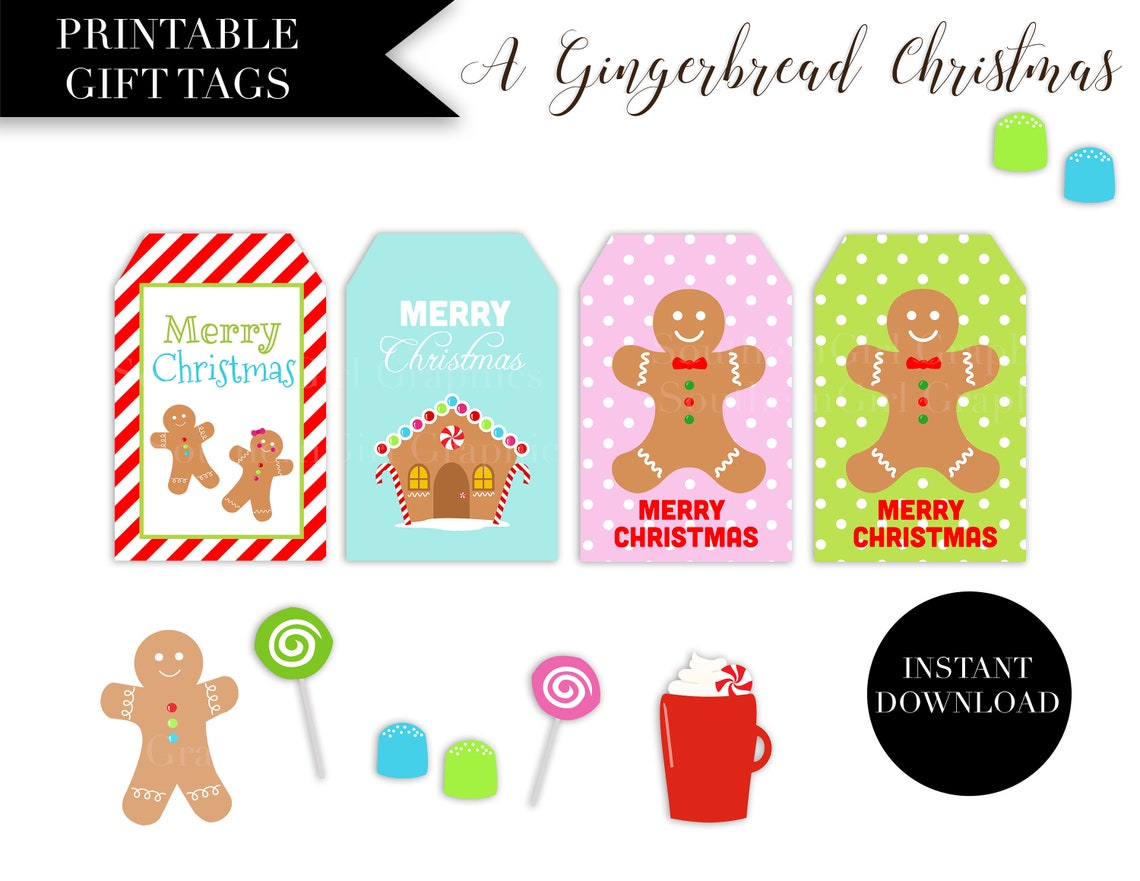 Gingerbread Gift Tag Printable: gingerbread Tag - Etsy