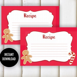 Gingerbread Recipe Cards: "christmas RECIPE Cards" Cookie Exchange ...