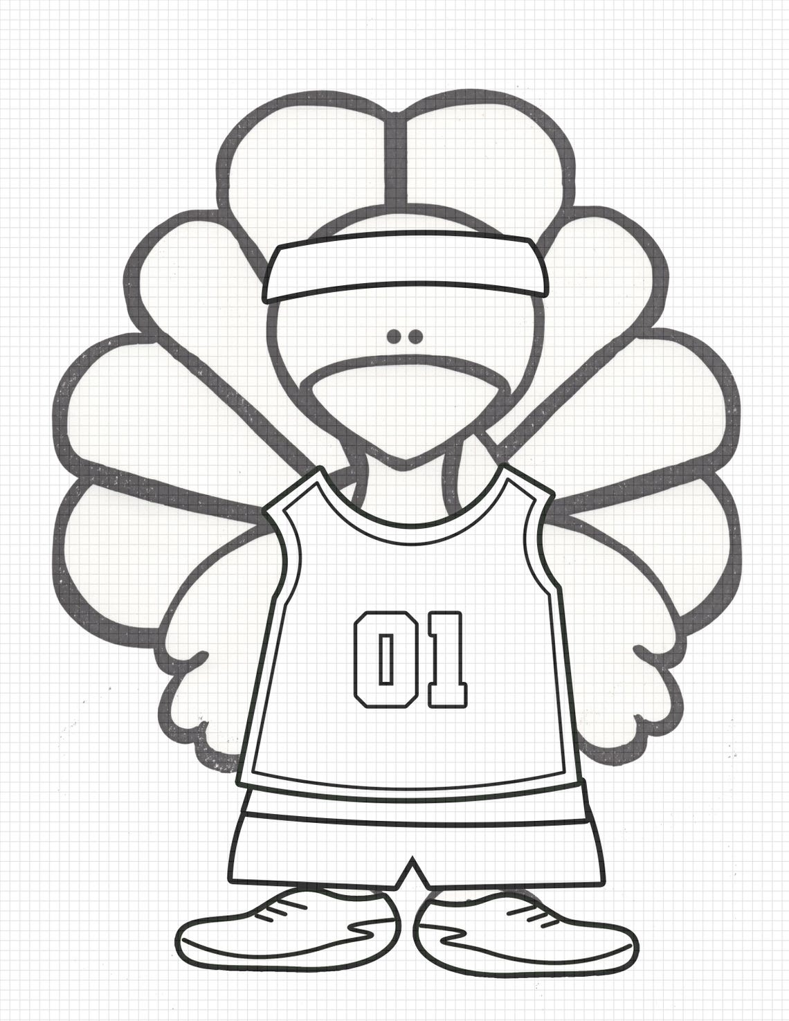 Turkey Disguise Clip Art - Coloring, Basketball Turkey, Black, White ...