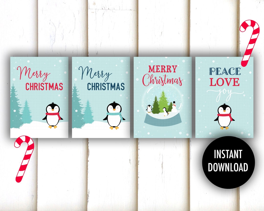 Penguin Gift Tag Printable: "penguin CHRISTMAS Tag" Cute Penguin ...