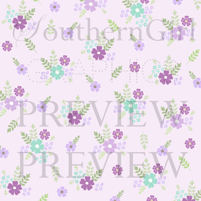Purple Floral Digital Paper: Plum Flowers Scrapbook Design (digital ...