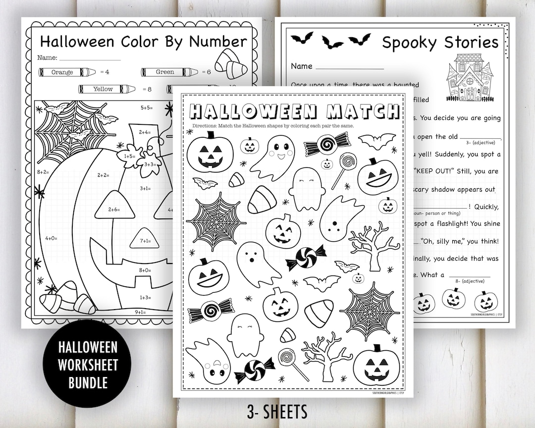 Halloween Worksheet Bundle - "halloween MATH Worksheets" First Grade ...