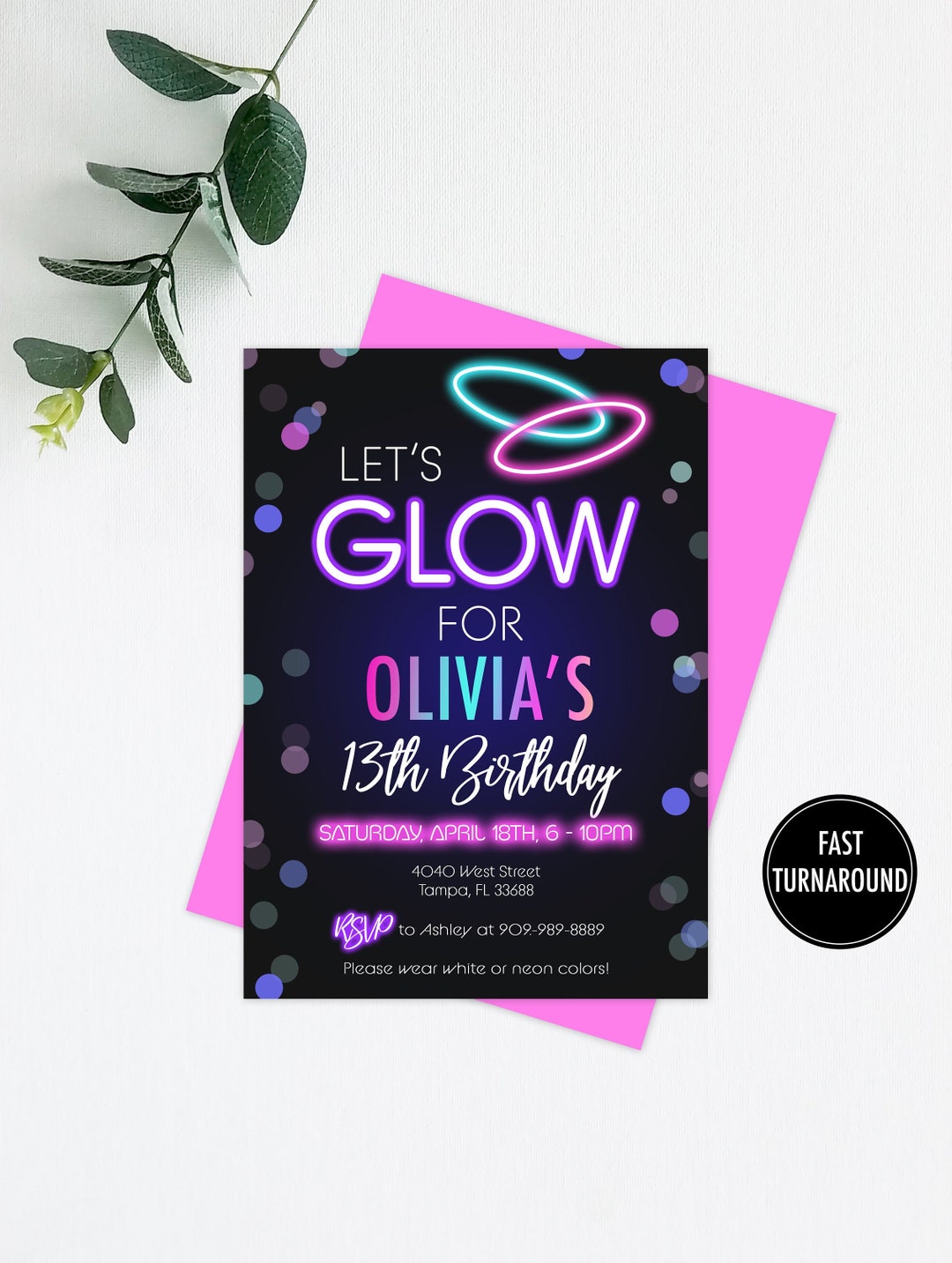 Glow Party Invitation Printable: glow Invitation Glow in the Dark, Neon ...