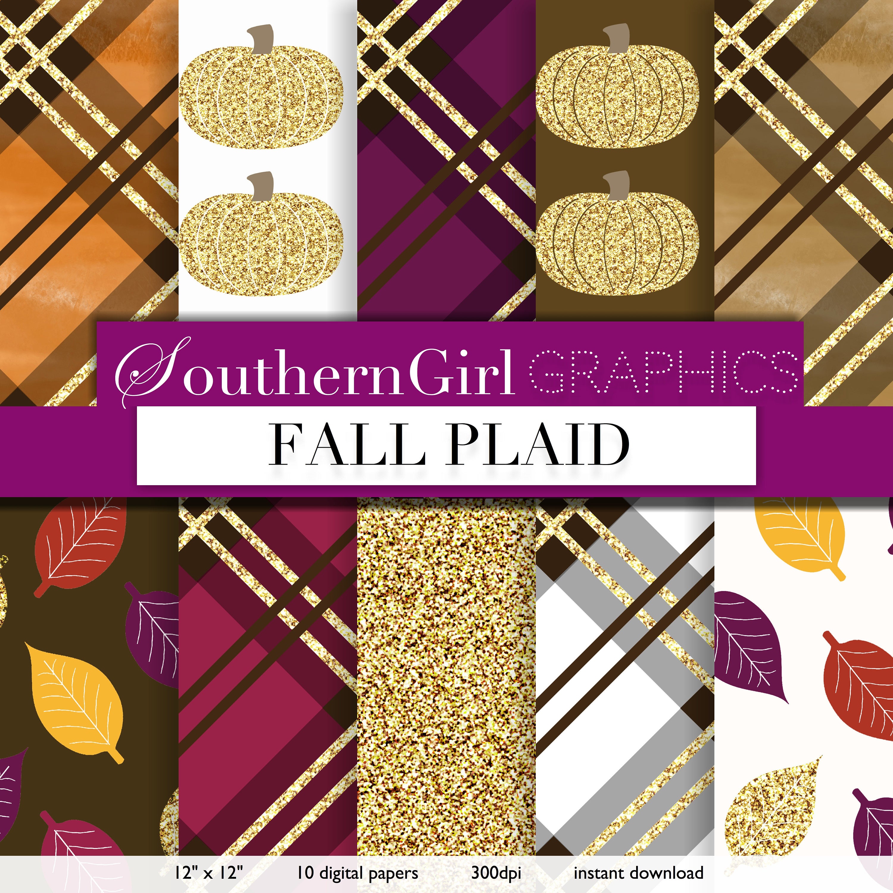 Fall Plaid Digital Paper fall Plaid With | Etsy
