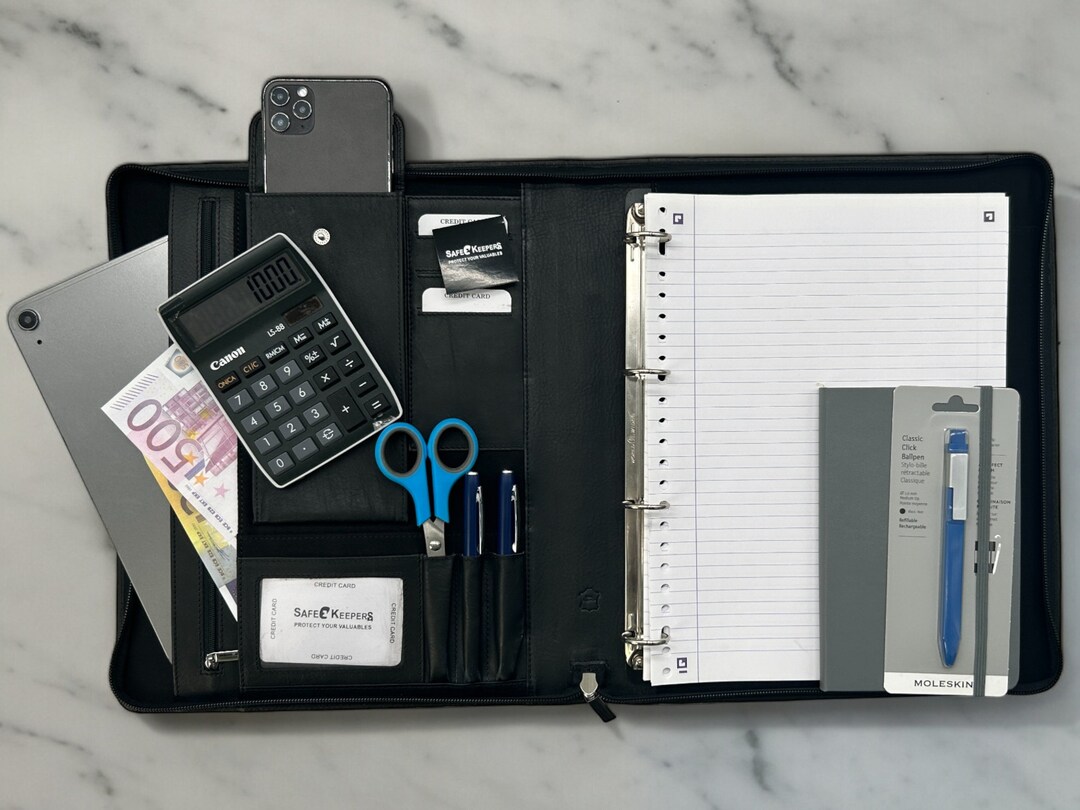 Paris Leather Writing Folder - Moleskin Booklet and Pen - Conference ...