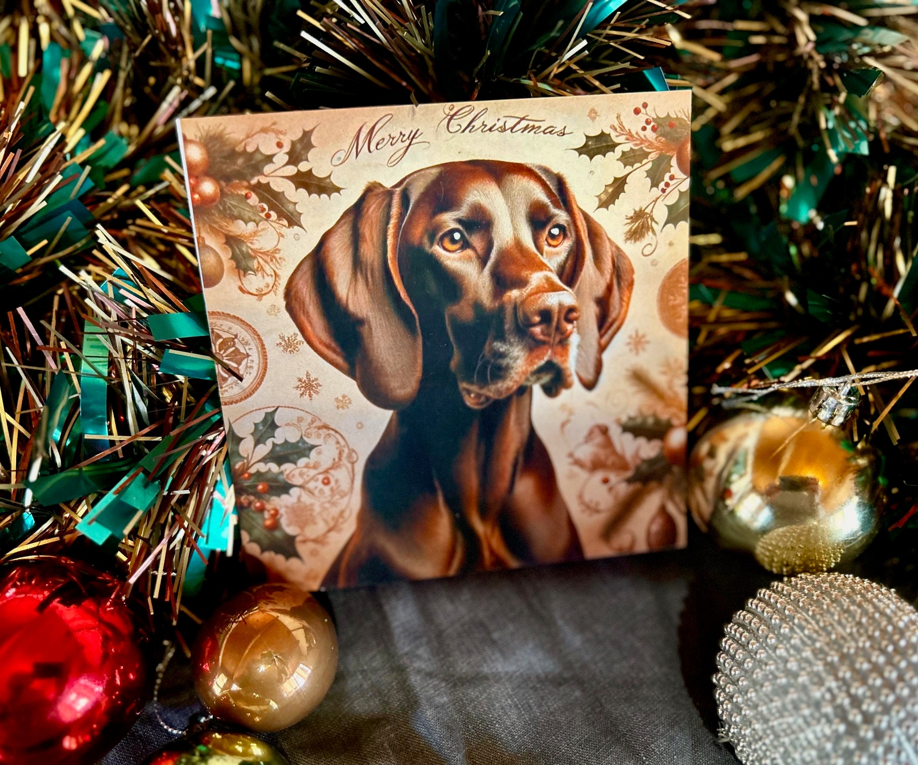 PRINTABLE Christmas Liver GSP Vintage Square Card, Digital Art, German ...