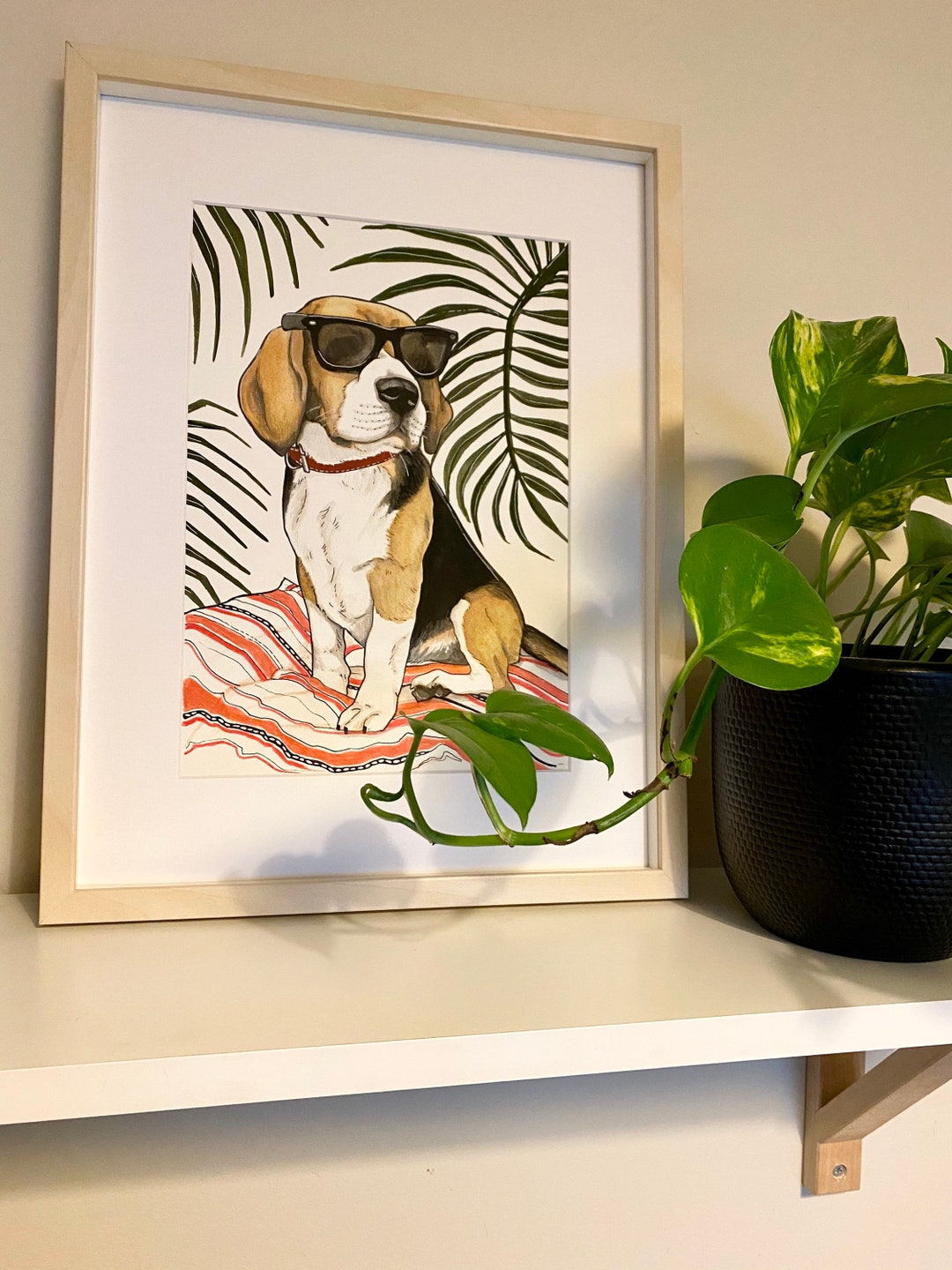 Tropical Beagle Print A4 - Etsy