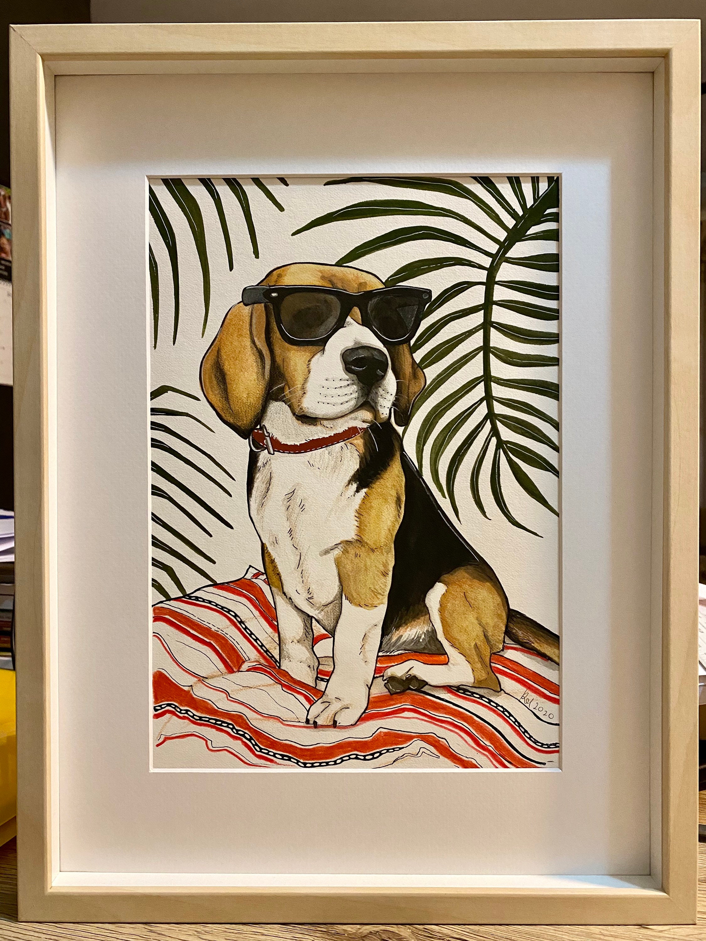 Tropical Beagle Print A4 - Etsy