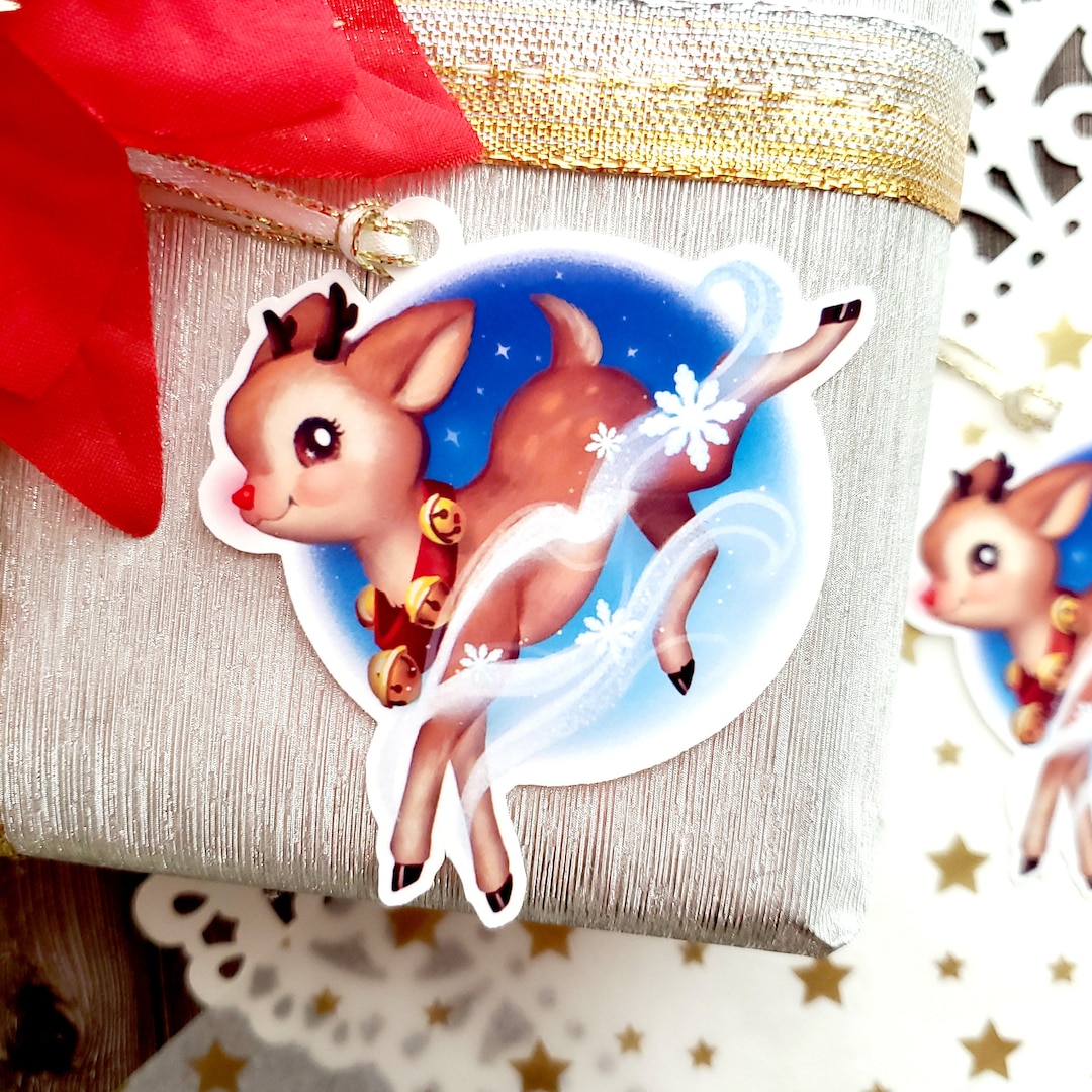 Rudolph the Red Nosed Reindeer Gift Tag With Ribbon - Etsy
