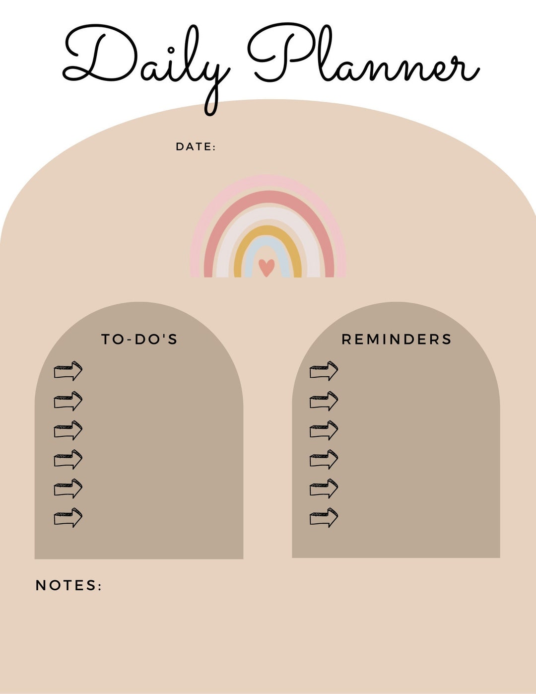 Rainbow Digital Daily Planner I Downloadable Daily Planner I Daily ...