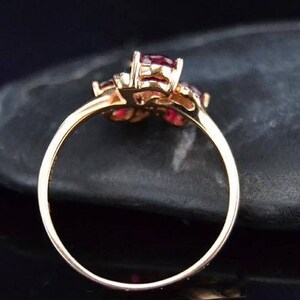 Clover Ring Red Ruby Diamond Engagement Ring in 18k Rose Gold - Ruby ...
