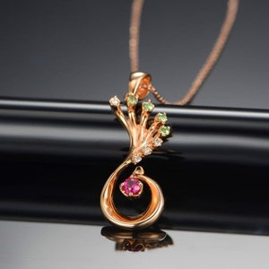 Peacock 18k Rose Gold Ruby Diamond Pendant Necklace Wedding Birthday ...