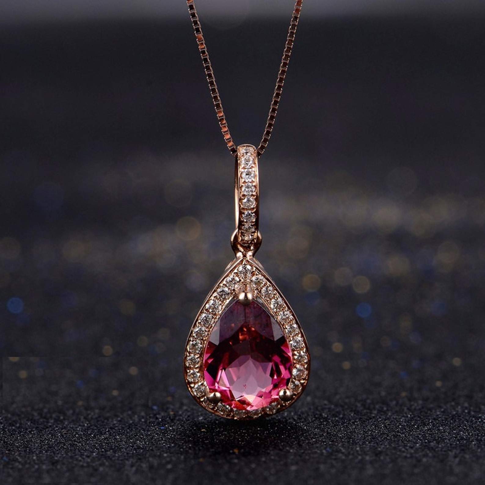 Rubelita turmalina roja diamante en día de la madre 18 k oro - Etsy España