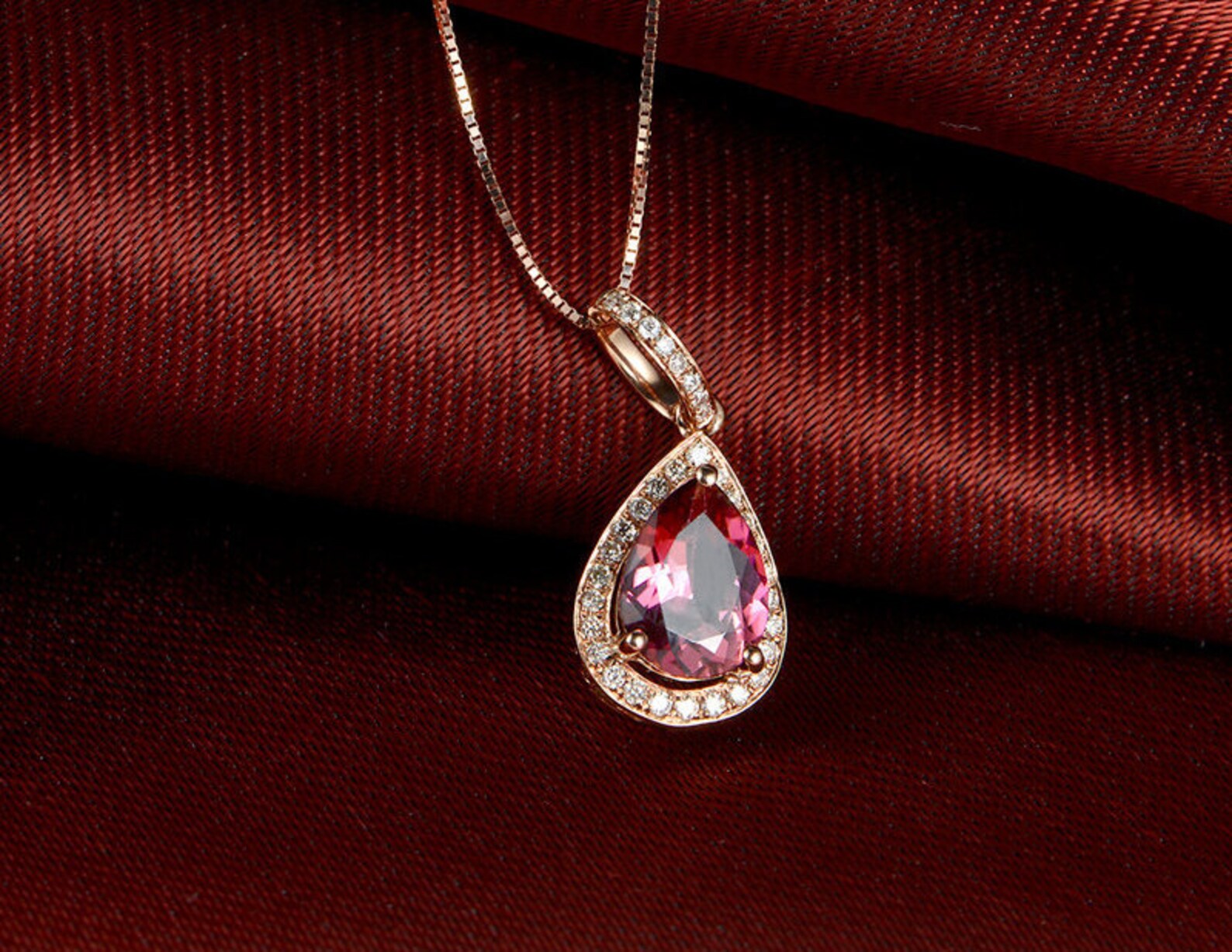 Rubelita turmalina roja diamante en día de la madre 18 k oro | Etsy