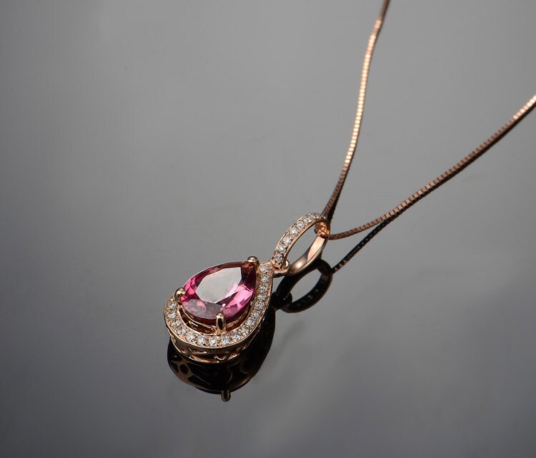 Rubelita turmalina roja diamante en día de la madre 18 k oro | Etsy