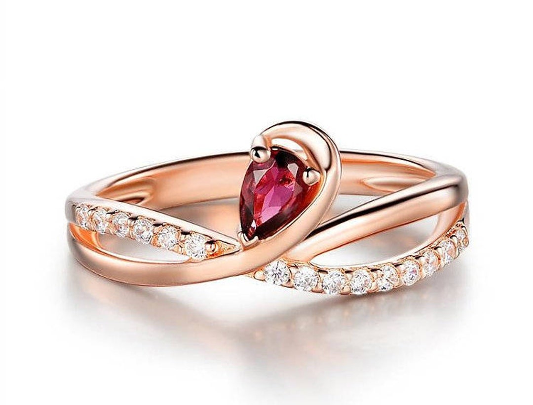 Infinity Red Tourmaline Diamond Engagement Ring in 18k Rose Gold ...