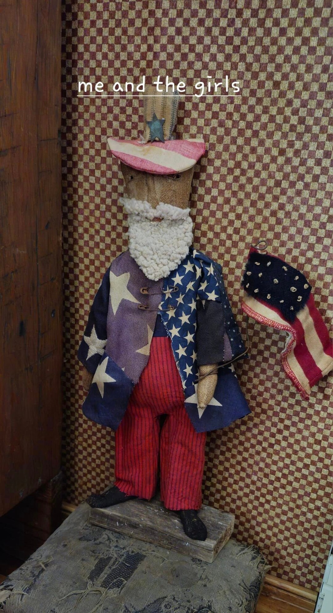 Starry Sam, Vintage Flag Sam, Folk Art Sam, 4th of July Sam, Primitive Sam, Uncle Sam, Handmade ...