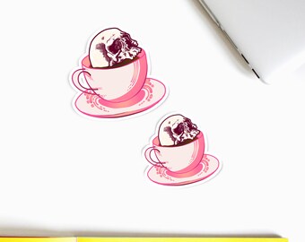 GLOSSY STICKER: Depresso Espresso Skull Coffee Cup Mental Health ...