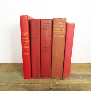 Curated Set of Antique Red Books. Perfect Red Decorative Books for a ...