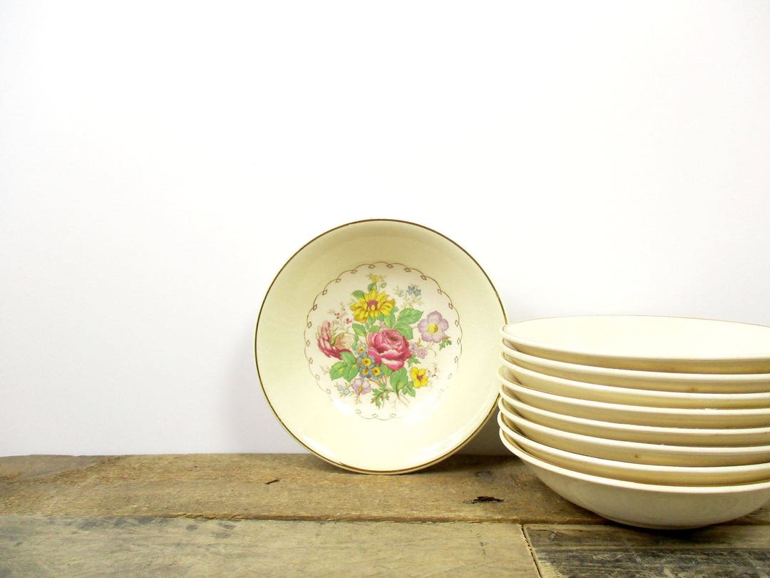 1930s Set of FIVE Berry Bowls by Paden City Pottery - Gold Trimmed ...