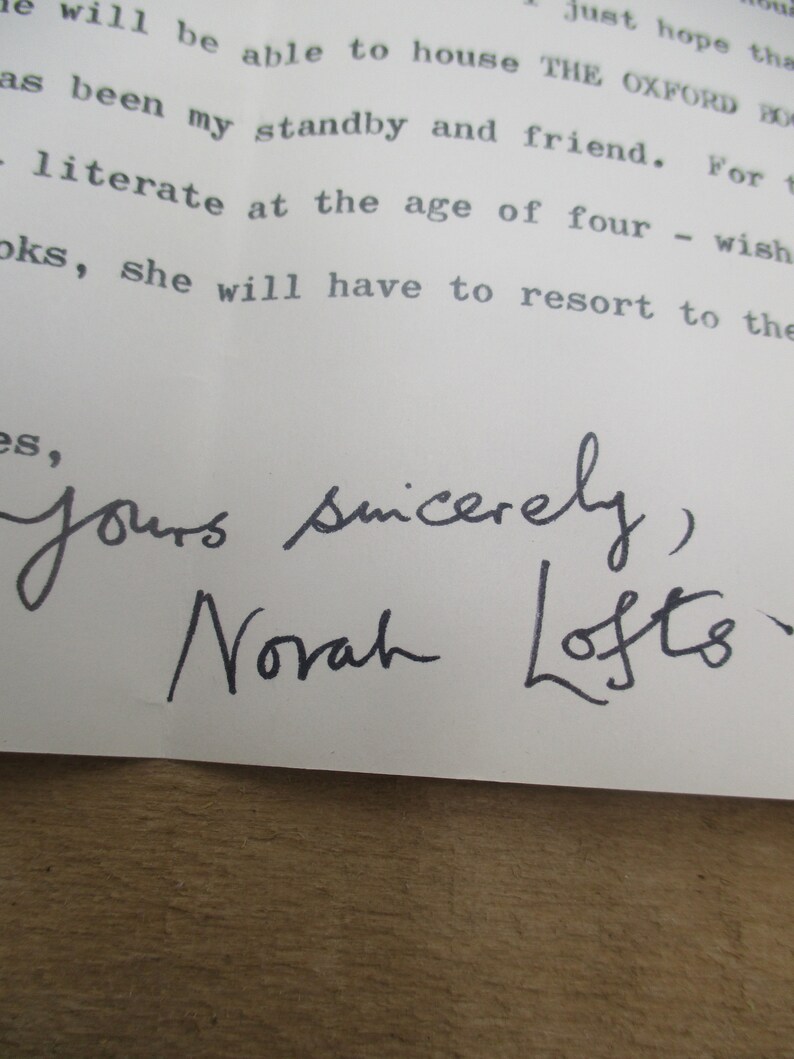 1973 Signed Norah Lofts Letter - Funny and Personal Message, With ...