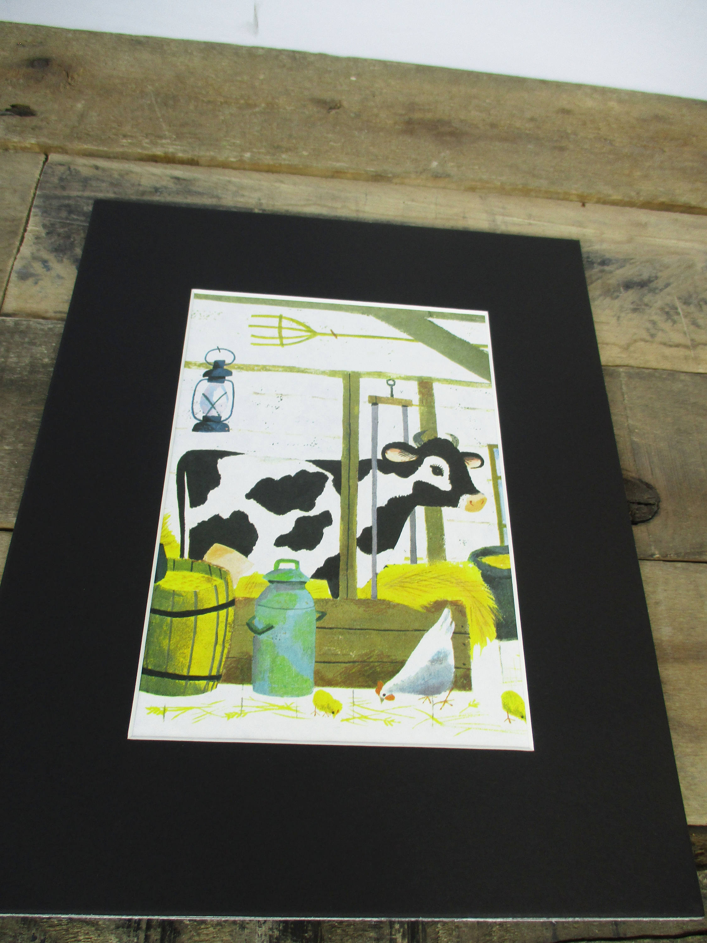 1960's Farm / Cow Print From a Vintage Children's - Etsy