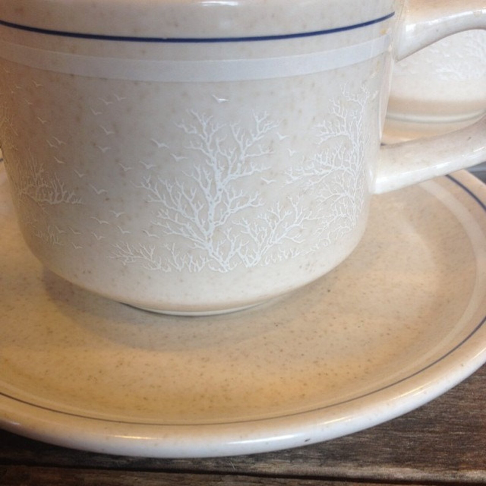 Lenox Temperware, 'silhoutte' Pattern in Navy Blue and White. 1970's Mugs and Saucers From With ...