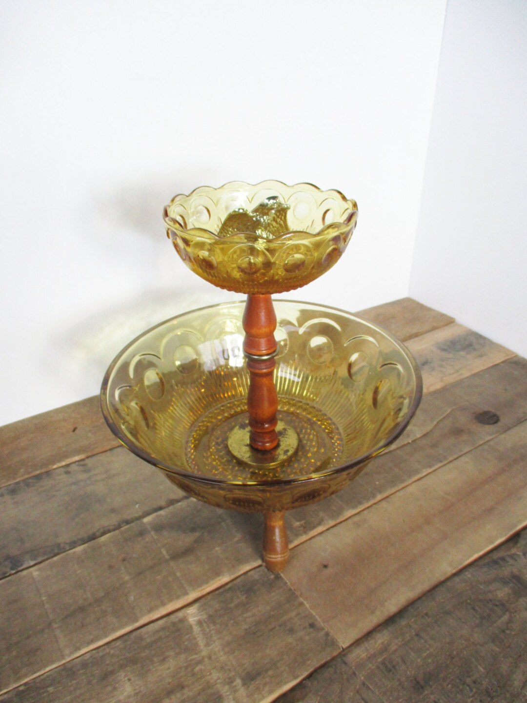 Mid Century Vintage Two Tier Snack Tray / Bowl With Decorative Eagle ...