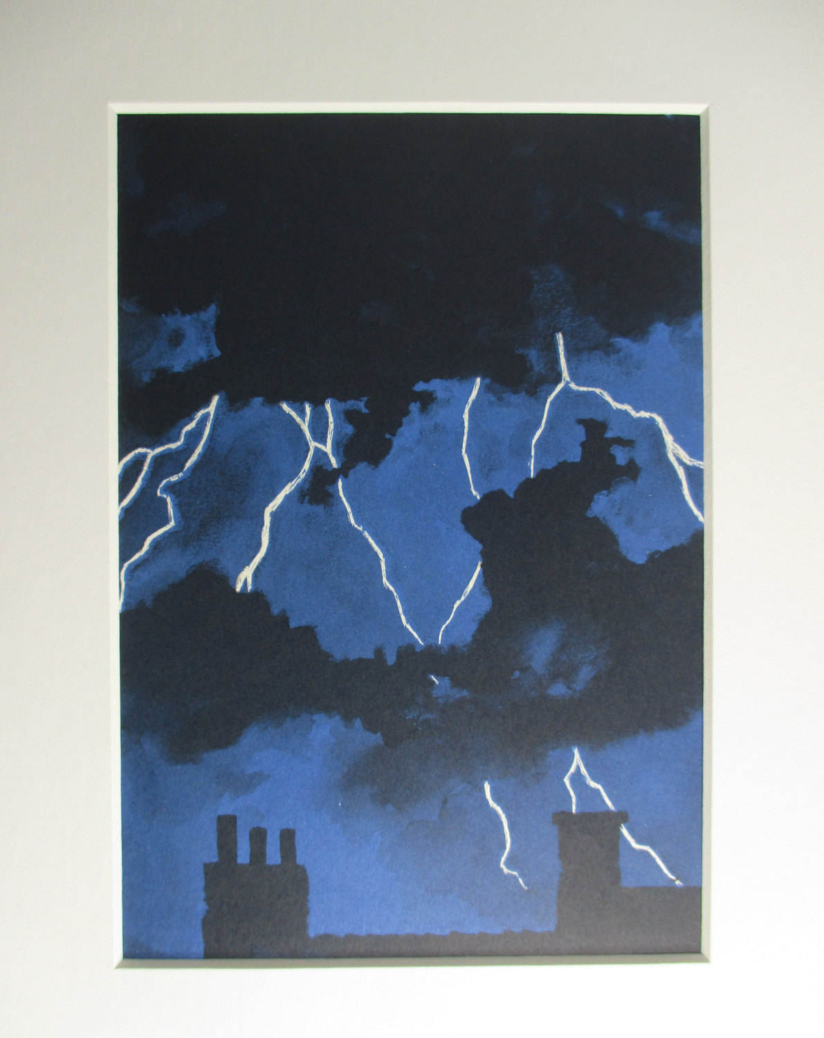 1970's Minimalist Storm Print. Picture of a Stormy Day / Lightening ...