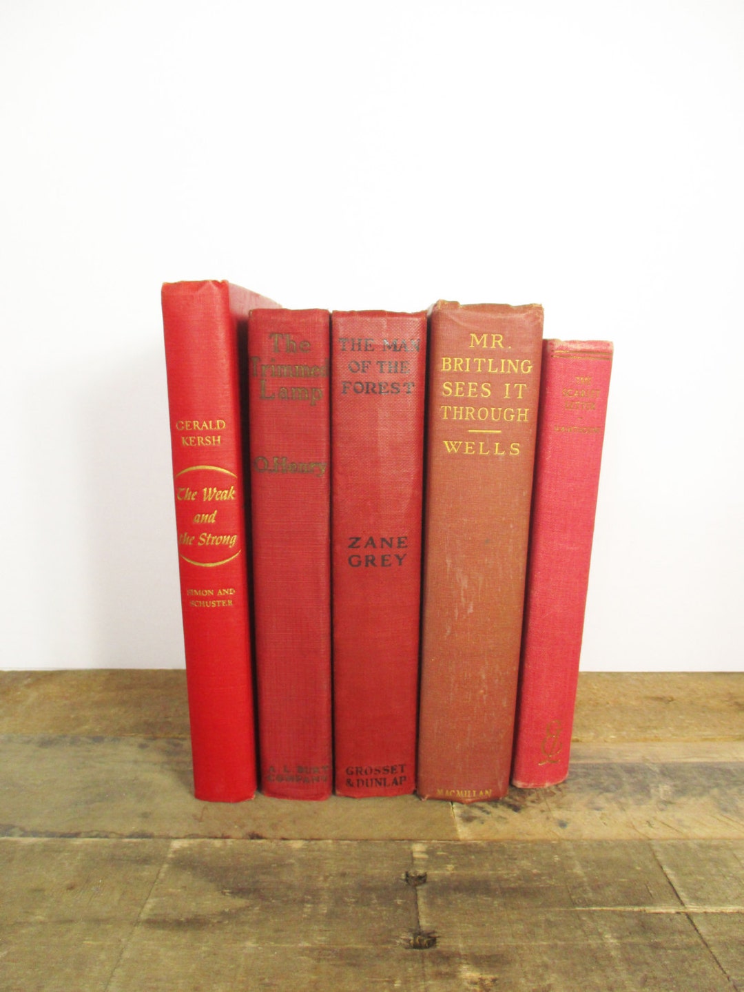 Curated Set of Antique Red Books. Perfect Red Decorative Books for a ...