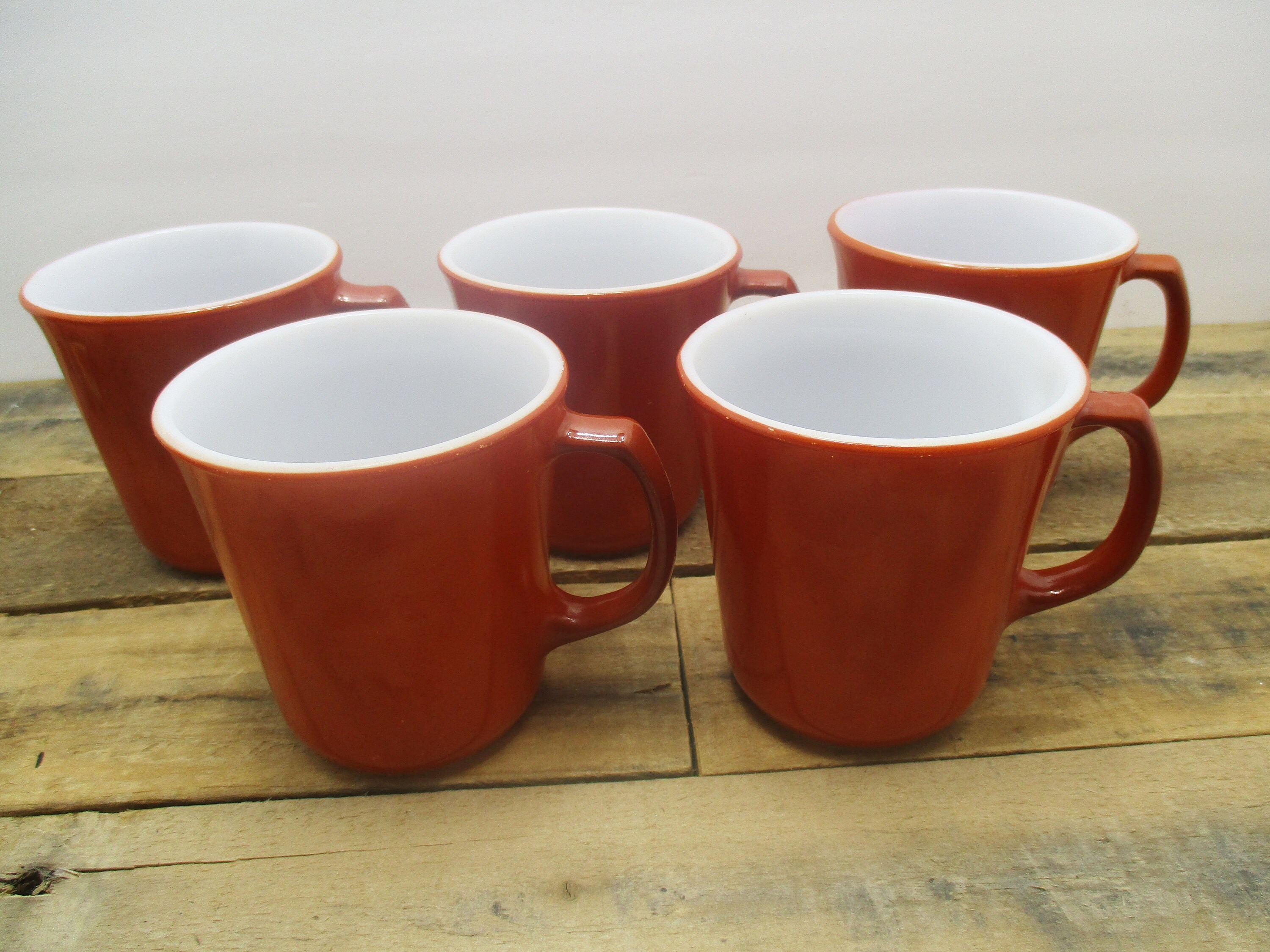 Vintage 1970s Burnt Orange Mugs by Corning Milk Glass Mugs. - Etsy