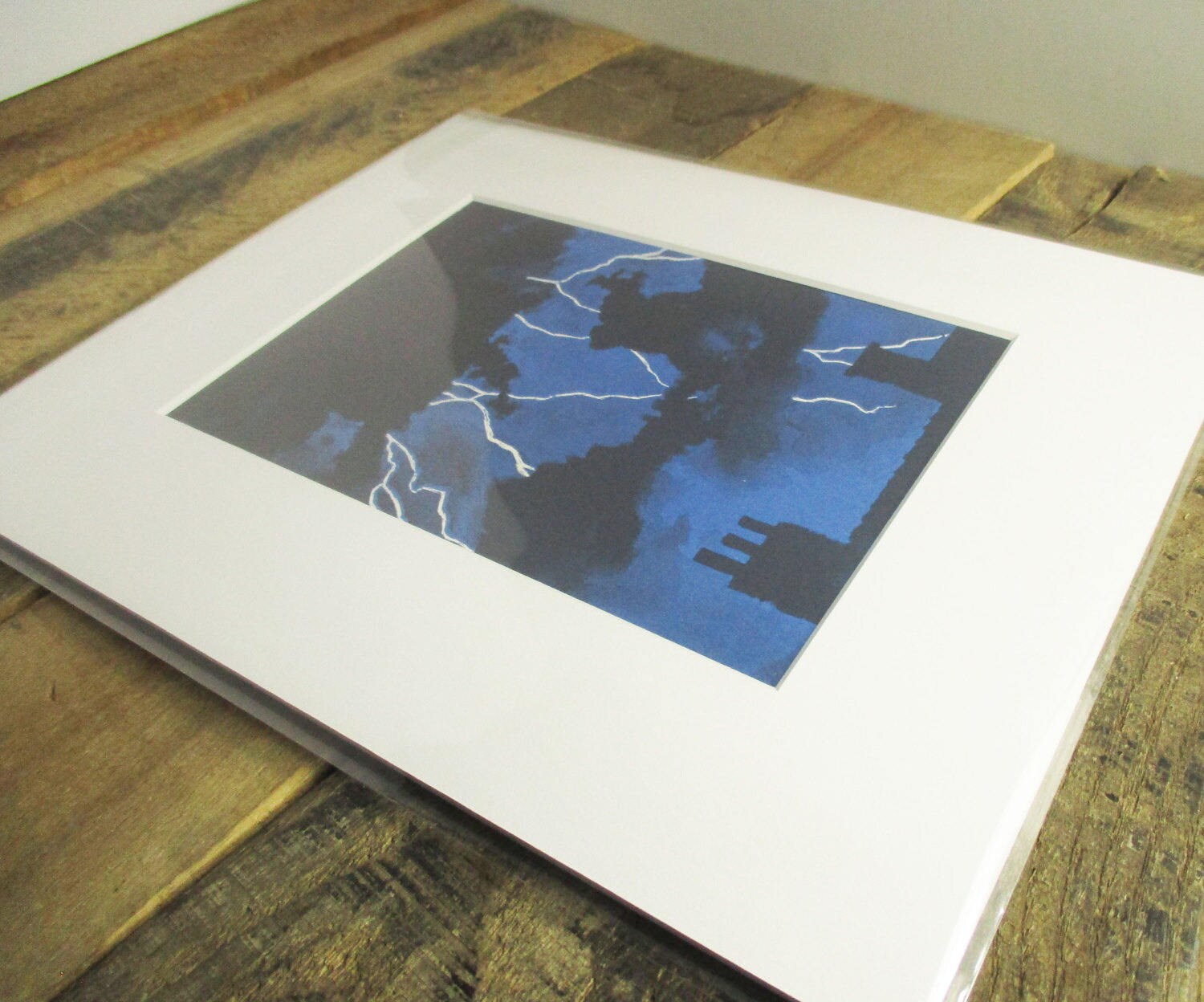 1970's Minimalist Storm Print. Picture of a Stormy Day / Lightening ...