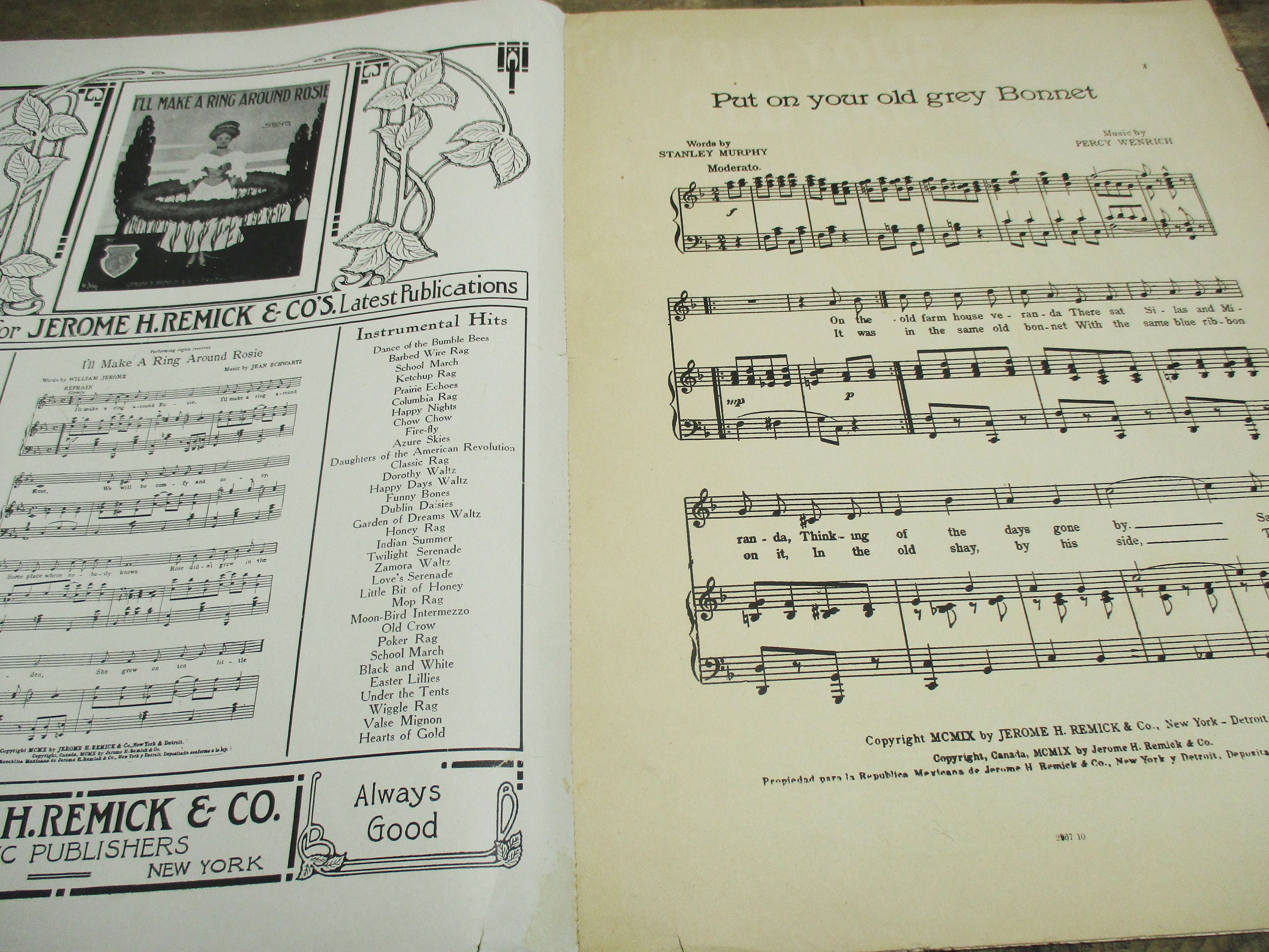 Rare 1909 Sheet Music - 'put on Your Old Grey Bonnet', Composed by ...