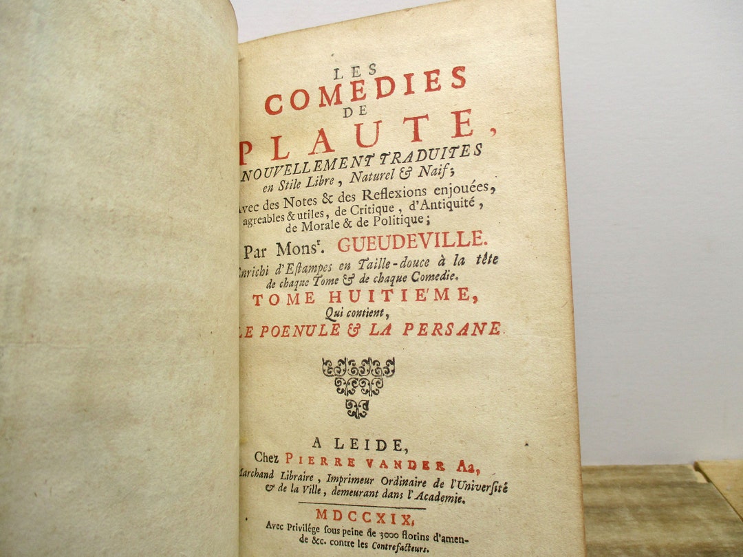 RARE 1719 Book in French 'les Comedies De Plaute' - Etsy UK