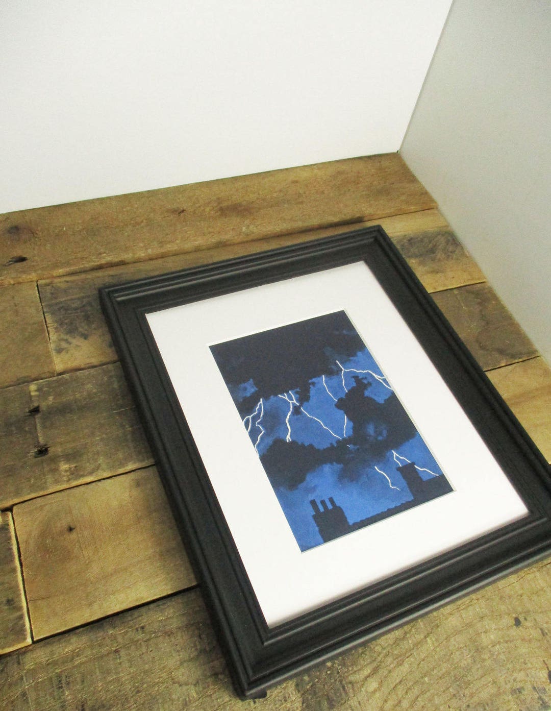 1970's Minimalist Storm Print. Picture of a Stormy Day / Lightening ...