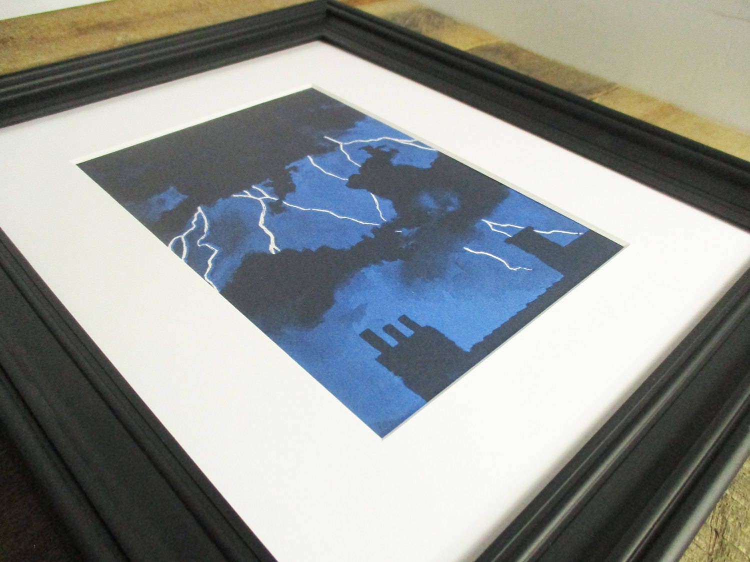 1970's Minimalist Storm Print. Picture of a Stormy Day / Lightening ...