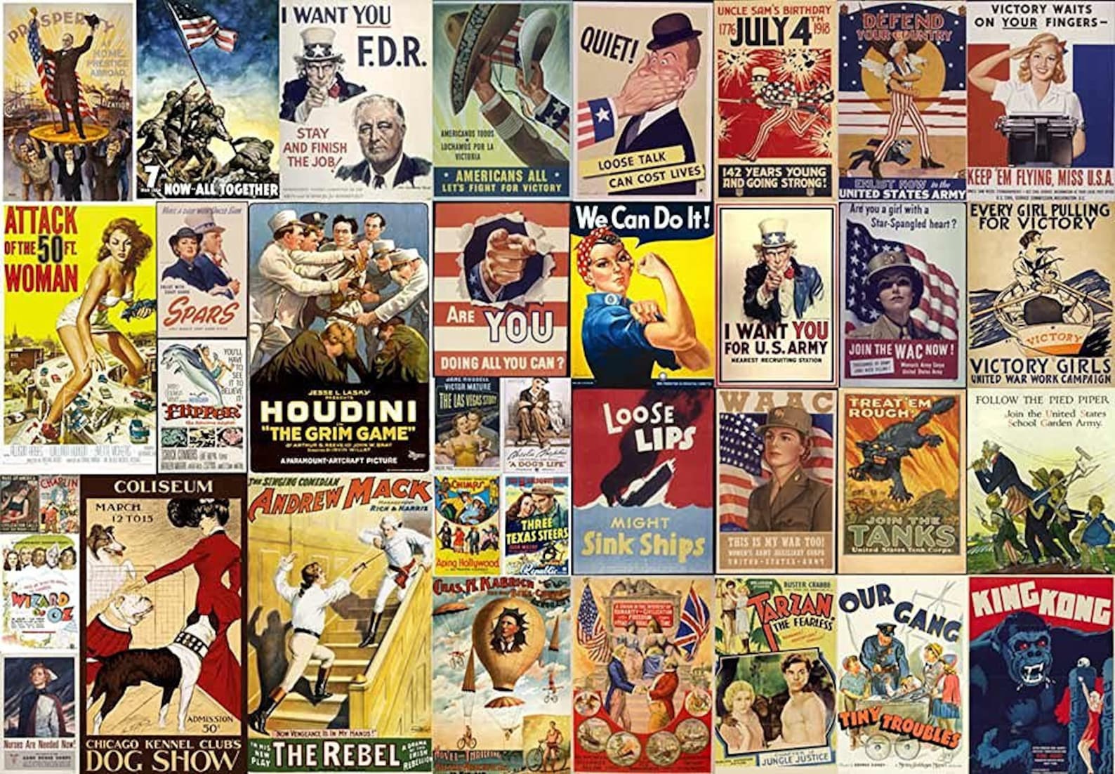 American Posters Collage With Vintage War Propaganda Movie | Etsy