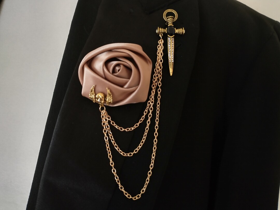 Gold Goth Sword With Triple Chain Satin Rose All Colors Available ...