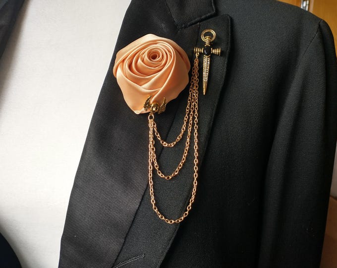 Gold Goth Sword With Triple Chain Satin Rose All Colors Available ...