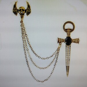 Gold Goth Sword With Triple Chain Satin Rose All Colors Available ...