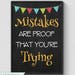 Mistakes Are Proof You're Trying Classroom Chalkboard Print, Classroom ...