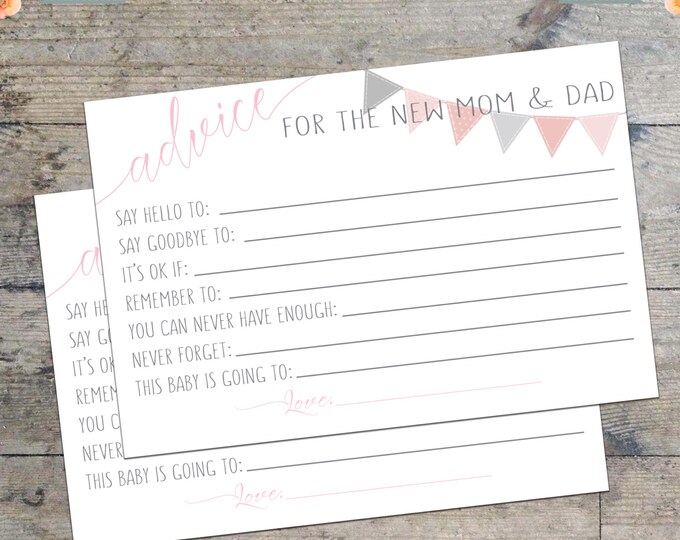 Baby Shower Advice for New Mom and Dad Cards, Pink and Grey, Baby ...