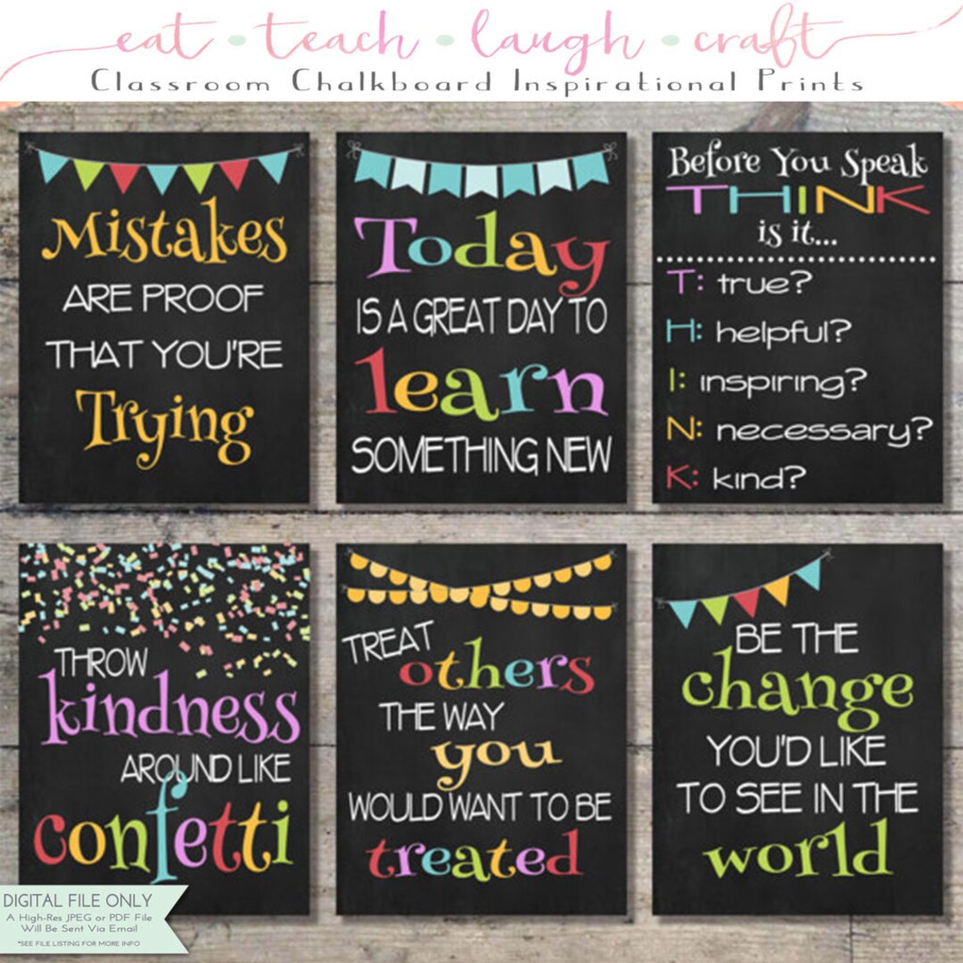 Classroom Chalkboard Prints Package, Classroom Printable Decor ...