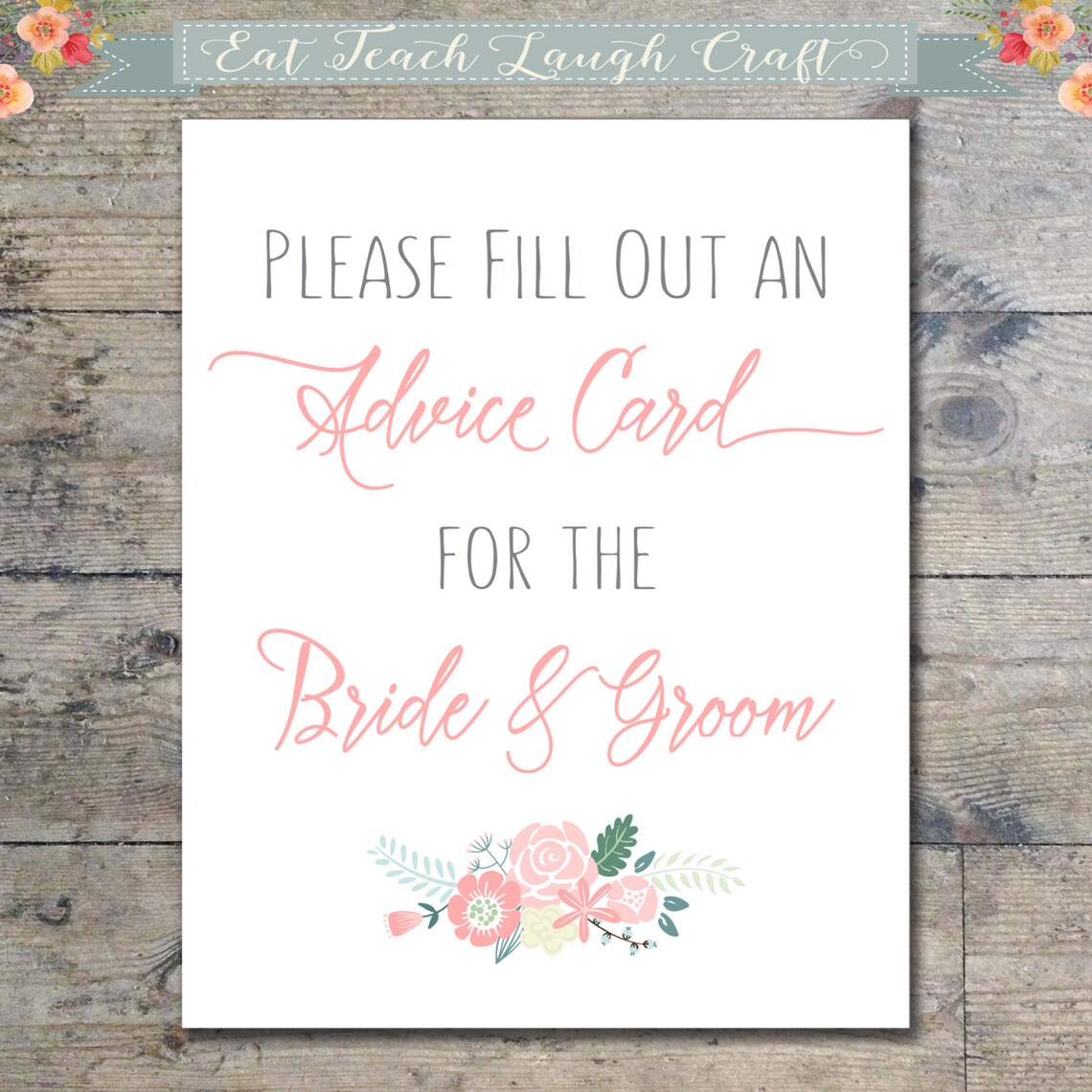 Bridal Shower Advice for Bride & Groom Cards, Pink and Gray, Bridal ...