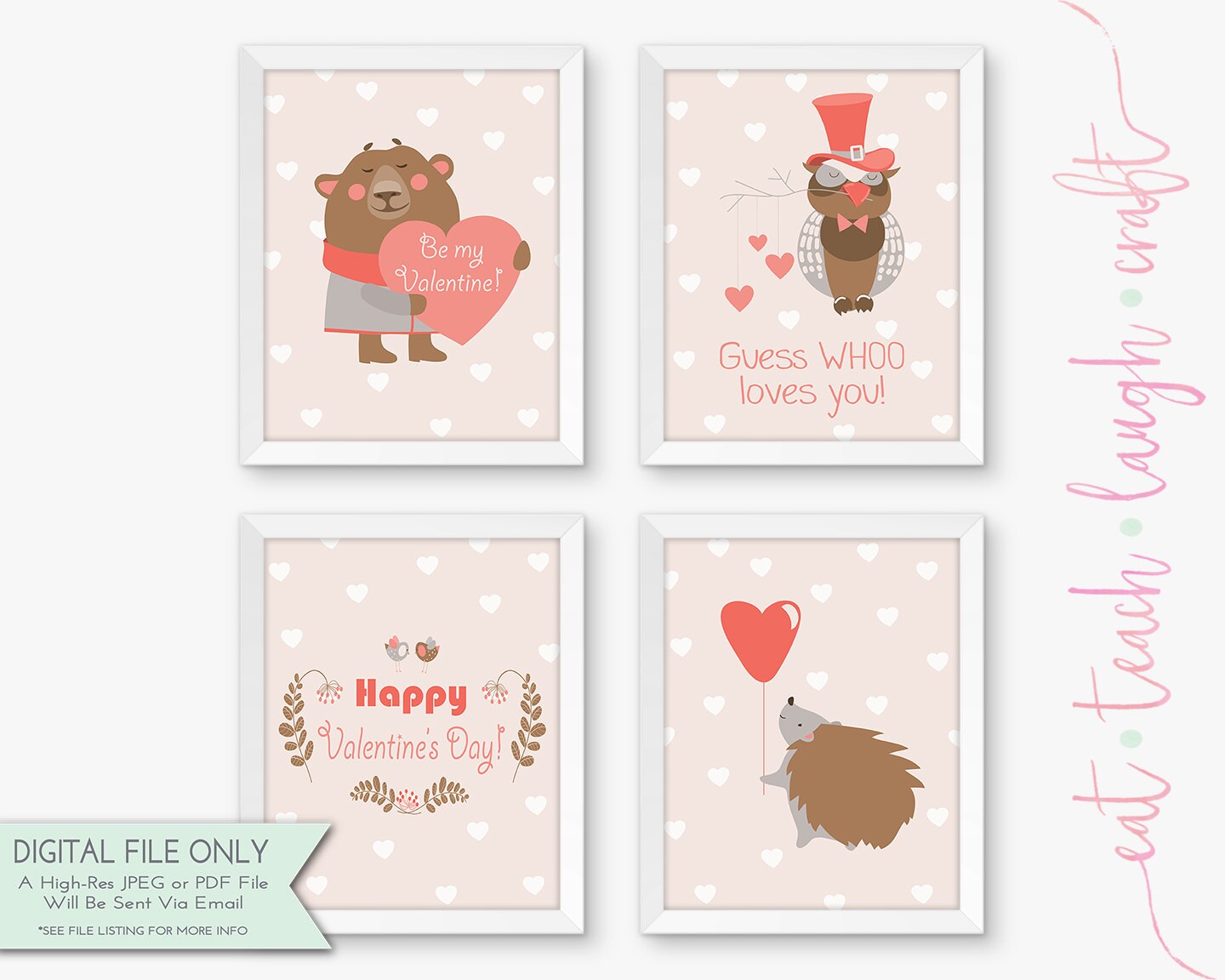 Happy Valentine's Day Printable Art - Valentine's Day Print - Heart ...