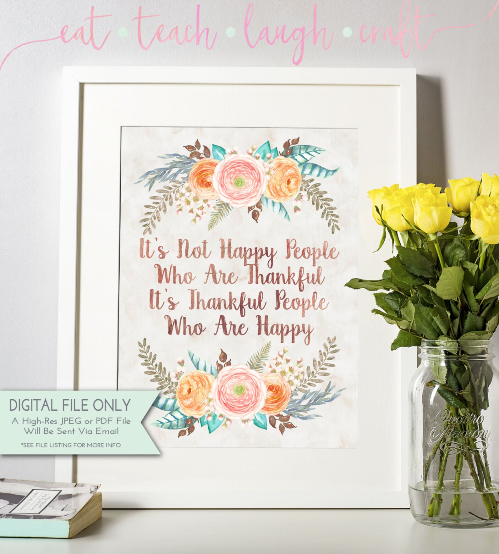 It's Not Happy People Who Are Thankful It's Thankful - Etsy