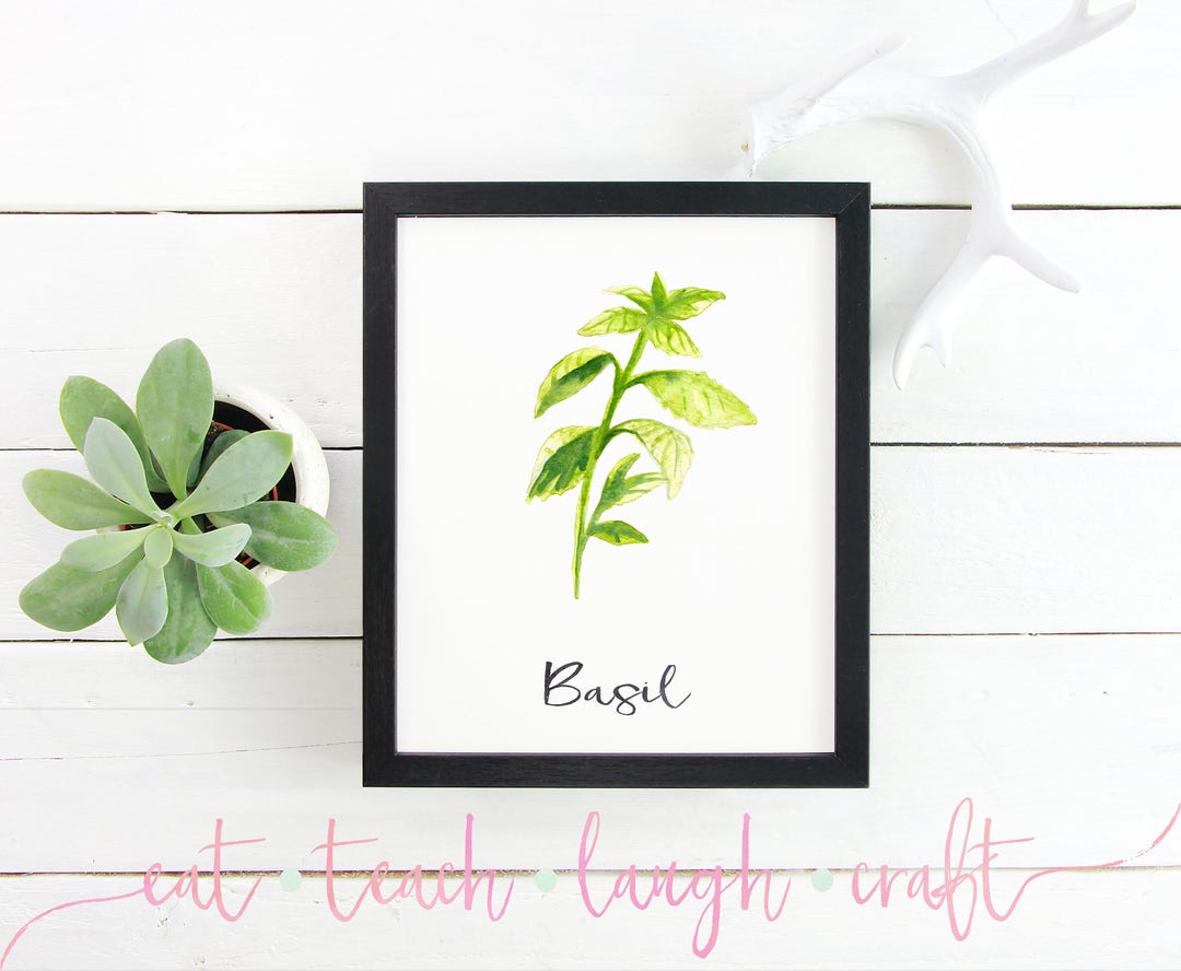 Basil Kitchen Herb Print - DIY Printable Sign - Kitchen Decor ...