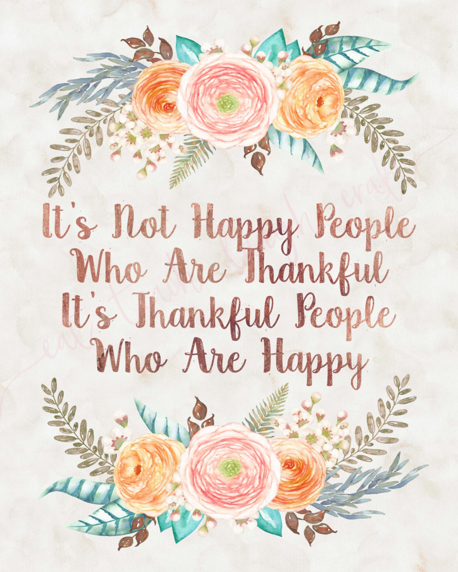 It's Not Happy People Who Are Thankful It's Thankful | Etsy